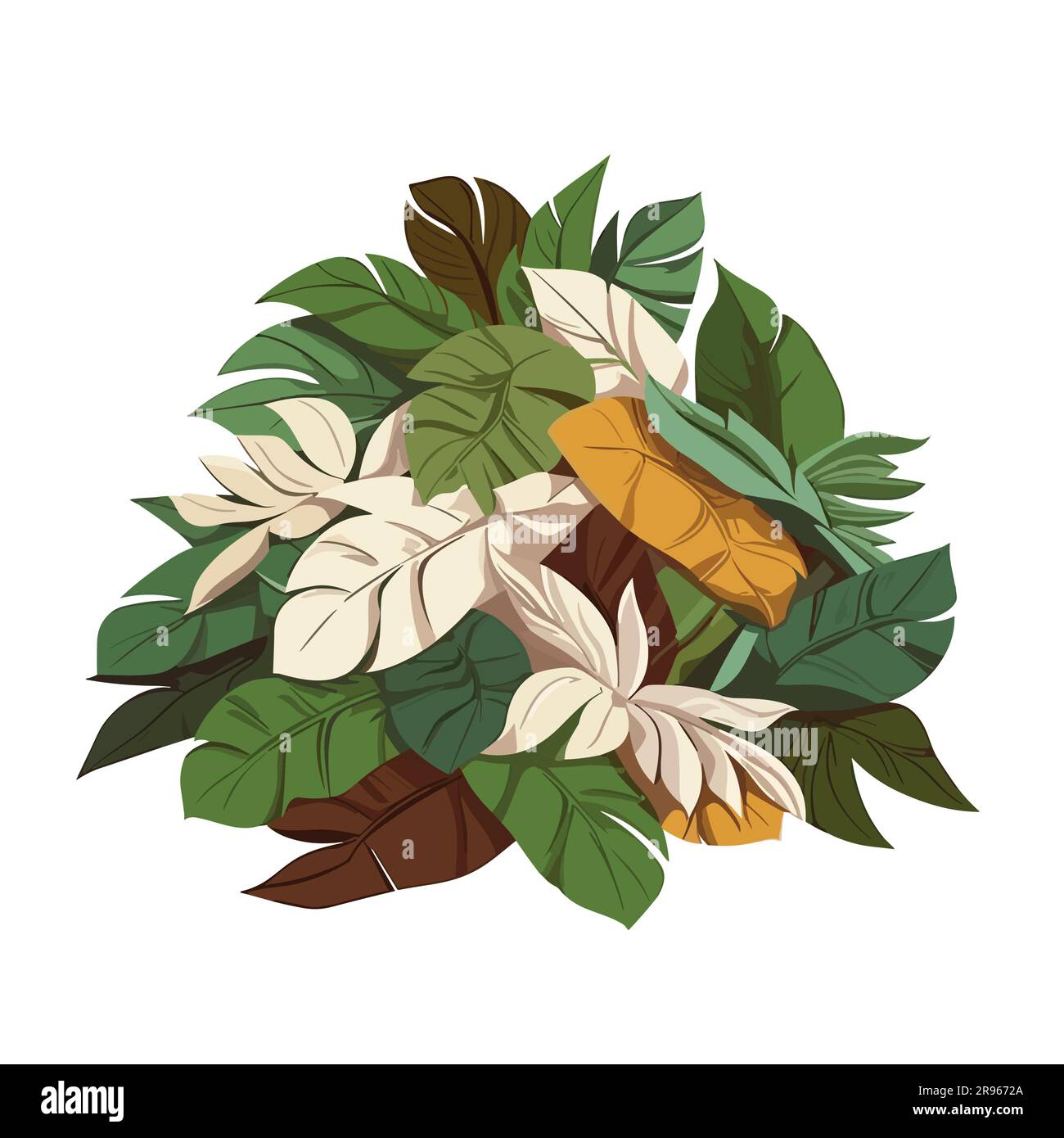 Pile of leaves white background Stock Vector Images - Alamy
