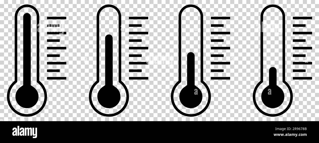 Temperature symbol set. Vector illustration isolated on transparent ...
