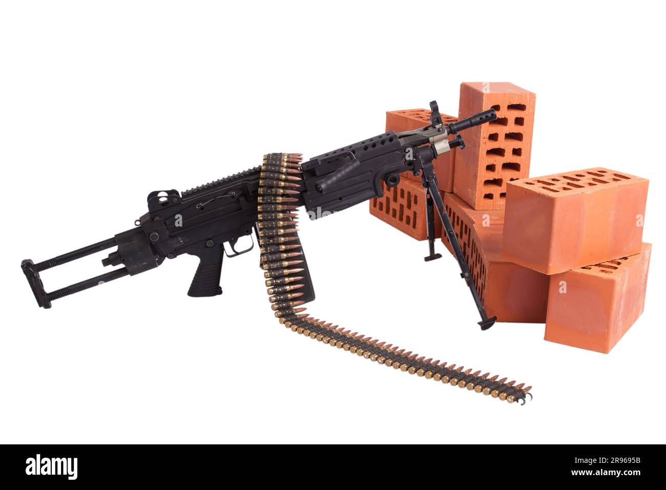 machine gun on position isolated on white Stock Photo - Alamy