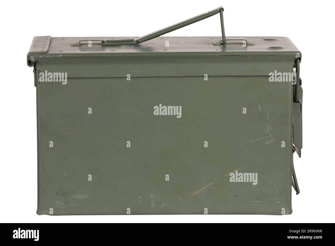US army green metal ammo can for gun cartridges isolated on white Stock Photo - Alamy