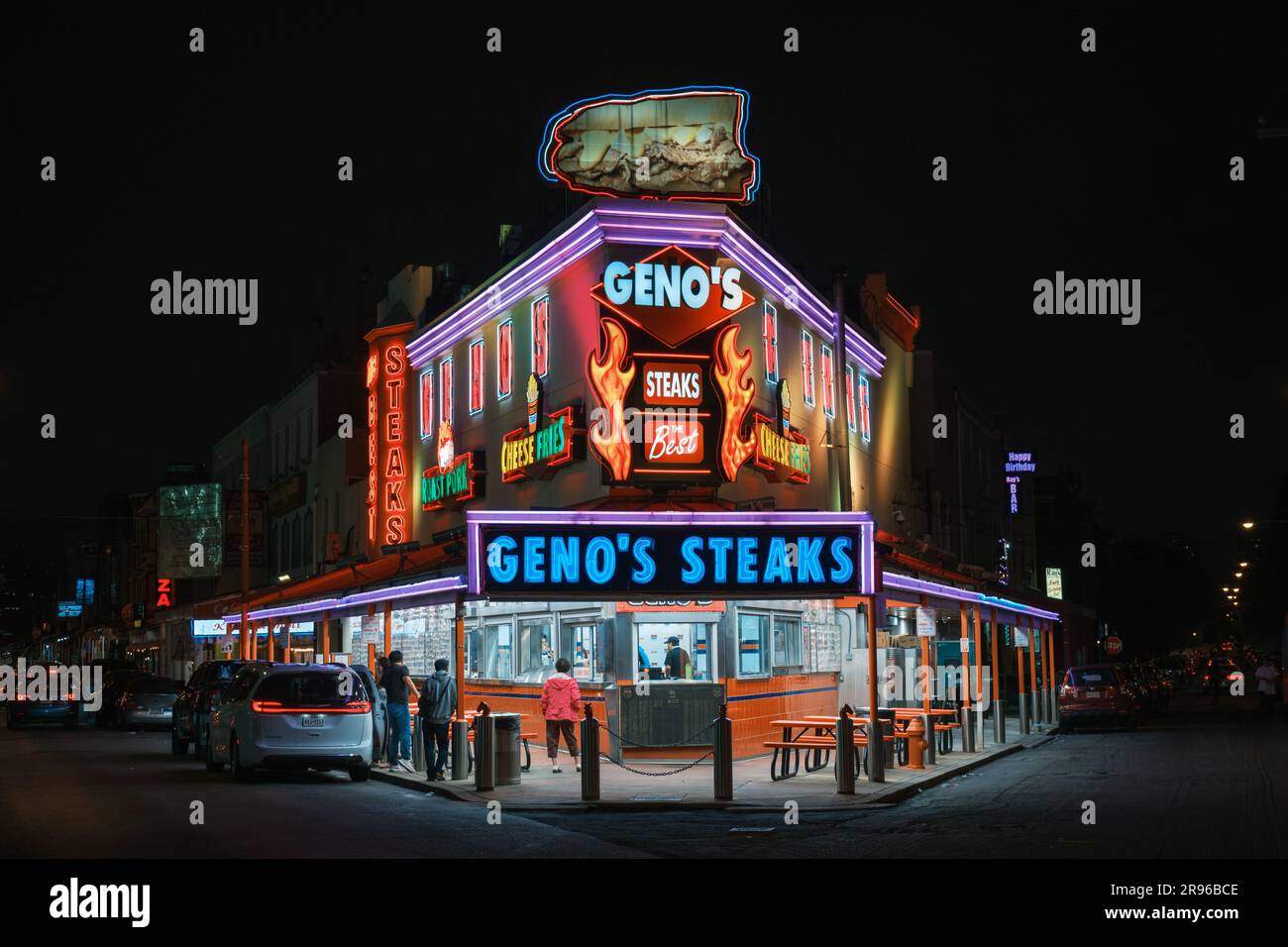 Genos Steaks vintage neon signs at night, Philadelphia, Pennsylvania ...