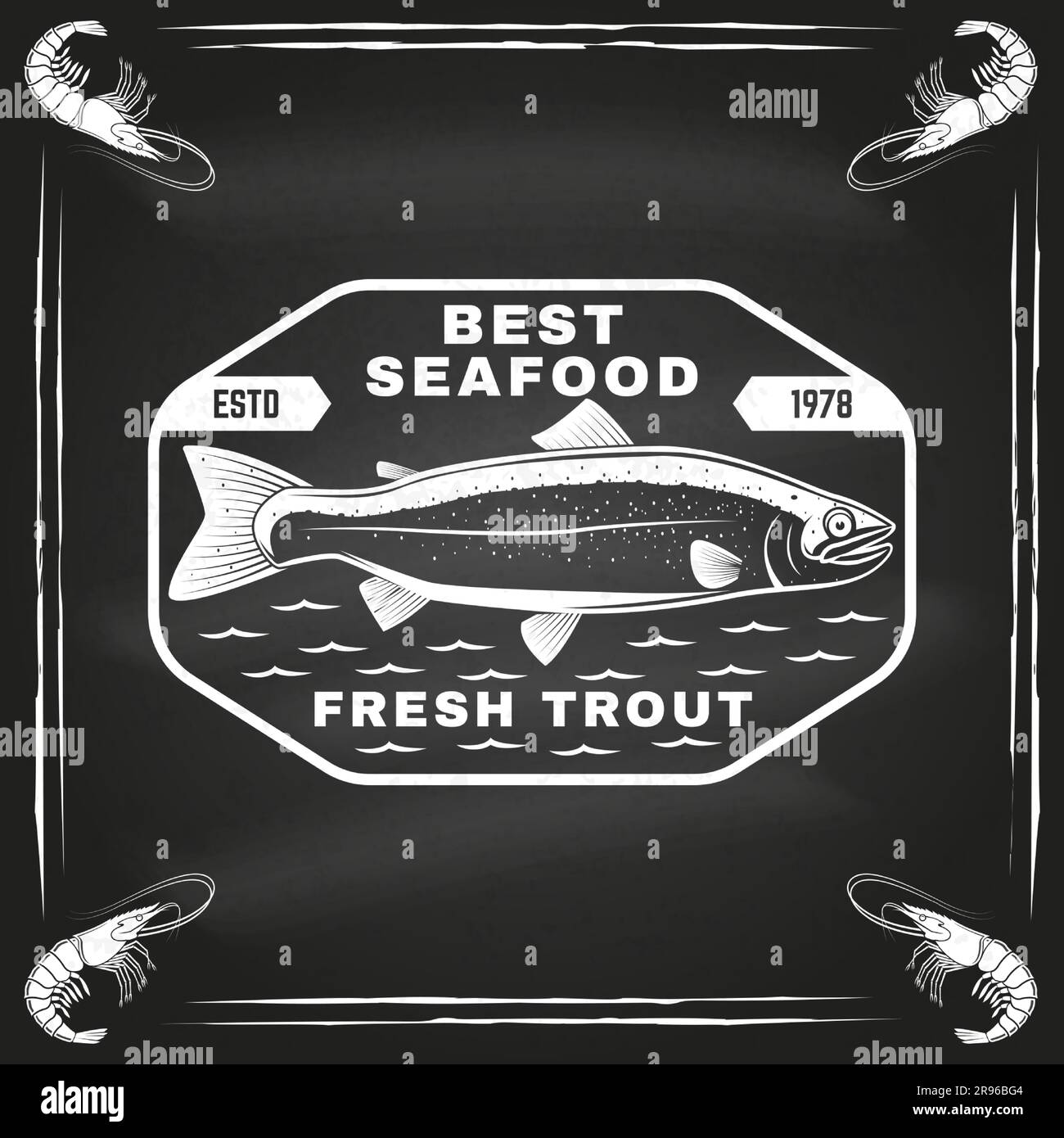 Best seafood on chalkboard. Fresh trout. Vector illustration. For ...
