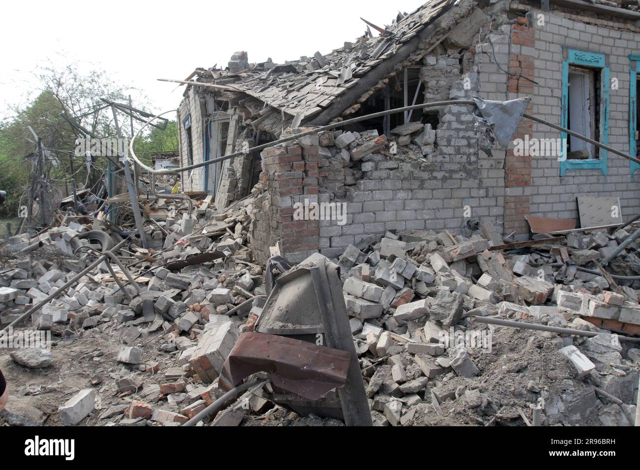 DNIPRO, UKRAINE - JUNE 24, 2023 - Damage done by the rocket attack of ...