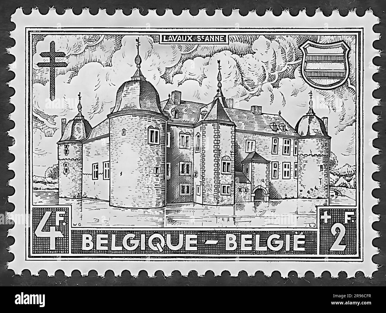 Old belgium postage stamp Black and White Stock Photos & Images - Alamy