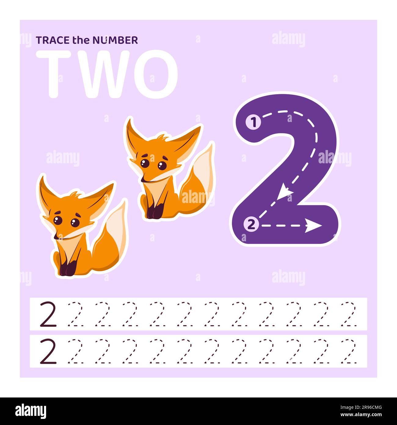 Trace number two. Learning to count and write Stock Vector Image & Art ...