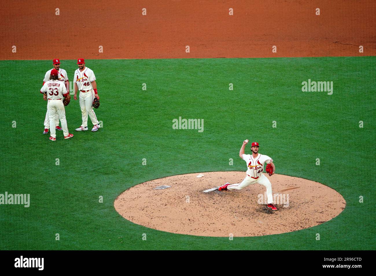 St. Louis Cardinals' Jake Woodford pitches during the MLB London Series ...