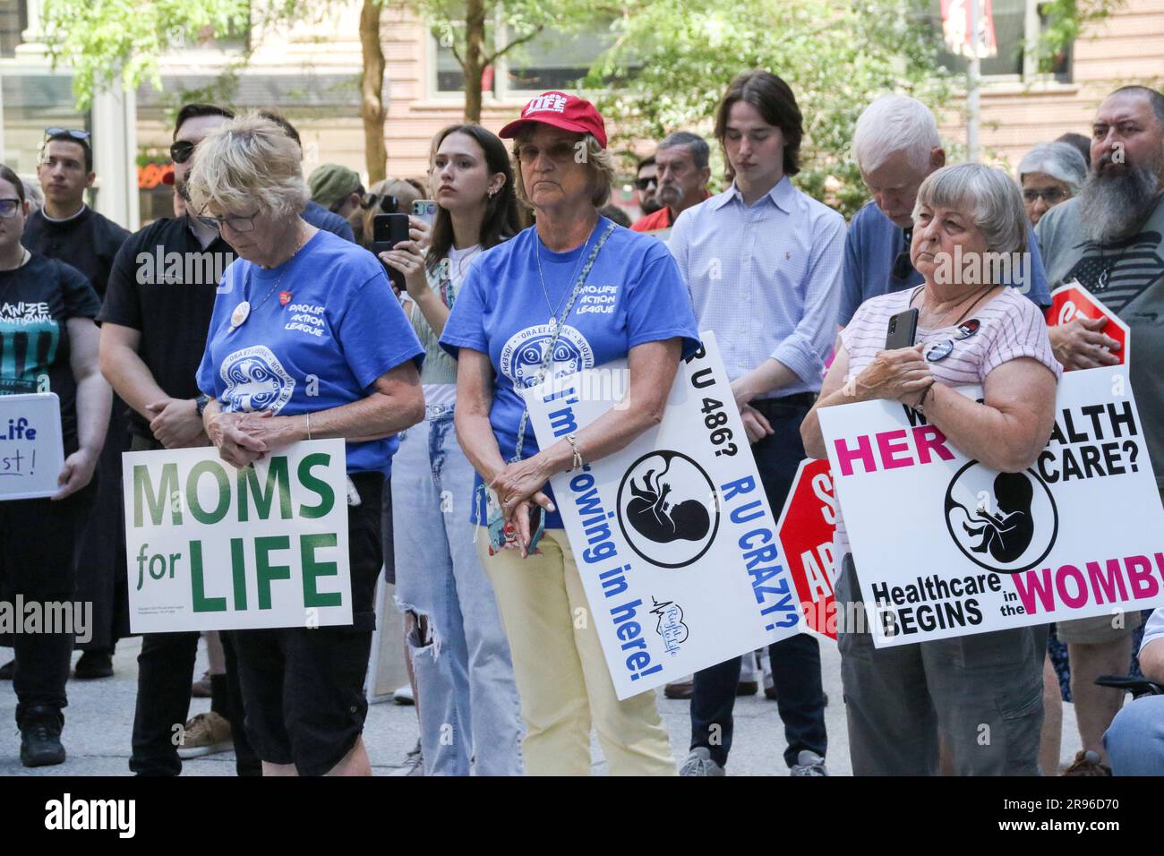 People attending the counter Pro-Life rally across the street from the ...