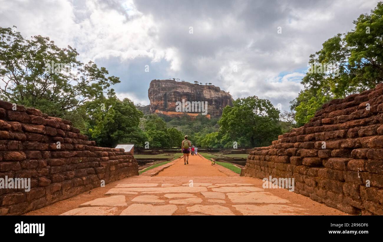 Image of walkway to Sigiriya Rock in Sri Lanka with ancient city ruin ...