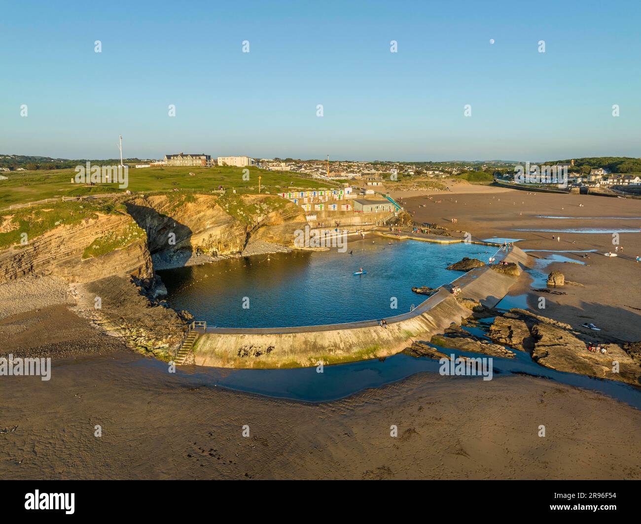 Aerial view of the Bude Seapool, a natural tidal pool in Bude Bay ...