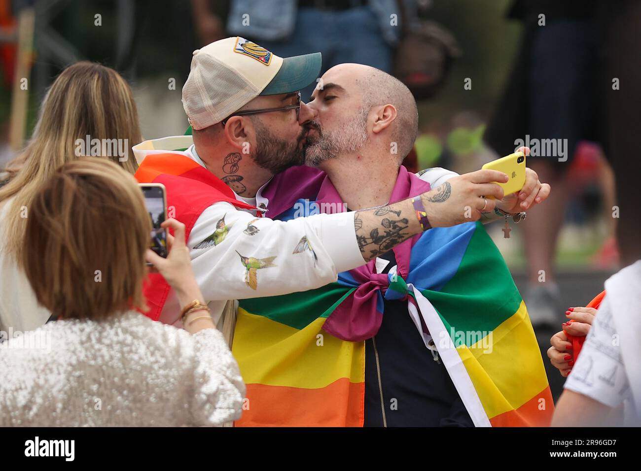 People attend the 4. annual Pride parade "Pride together" in Sarajevo ...