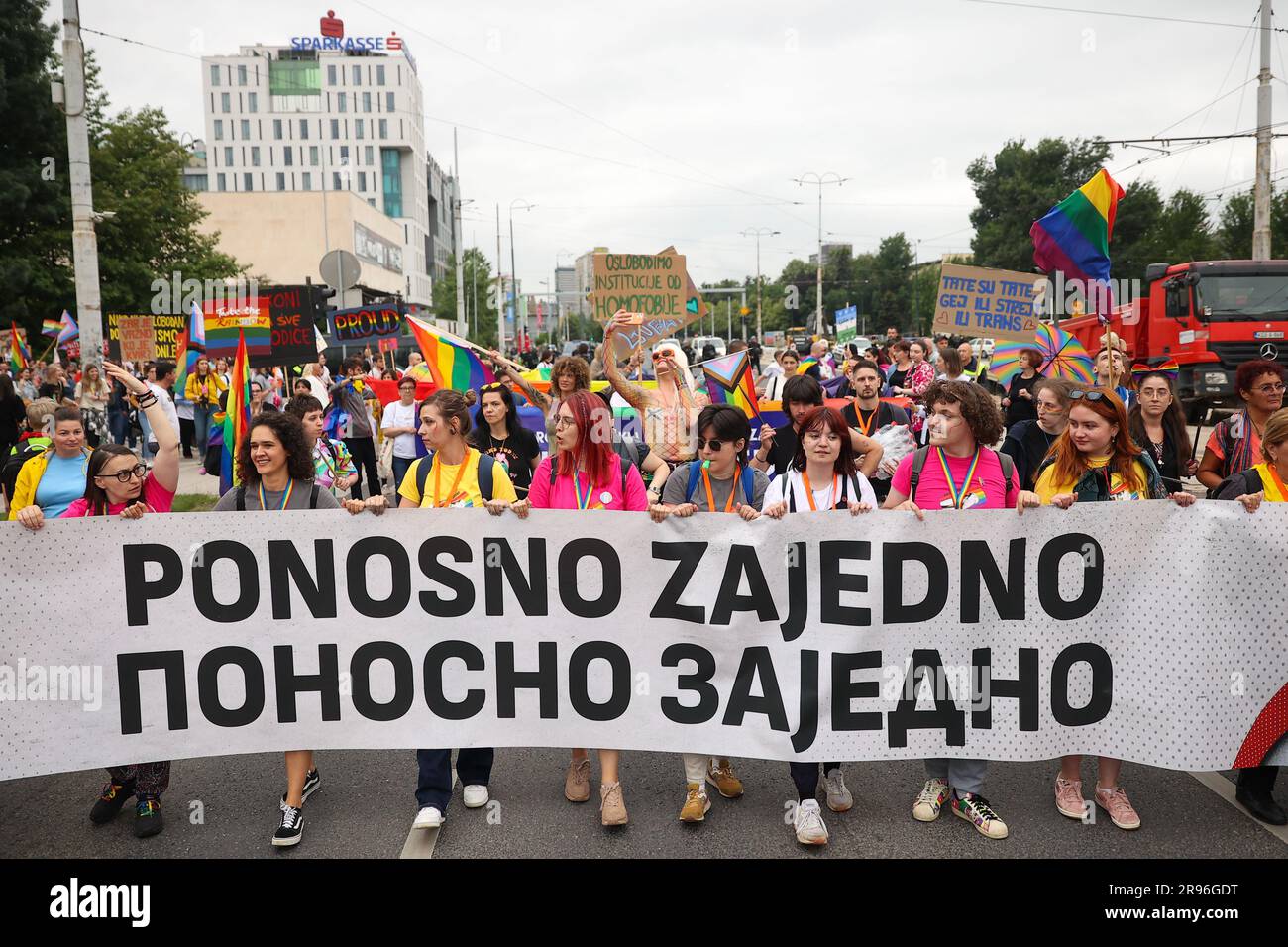 People attend the 4. annual Pride parade "Pride together" in Sarajevo ...
