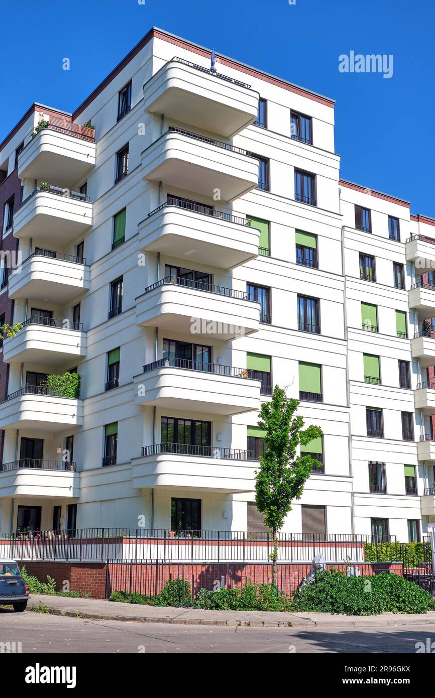 Modern white apartment block seen in Berlin, Germany Stock Photo - Alamy