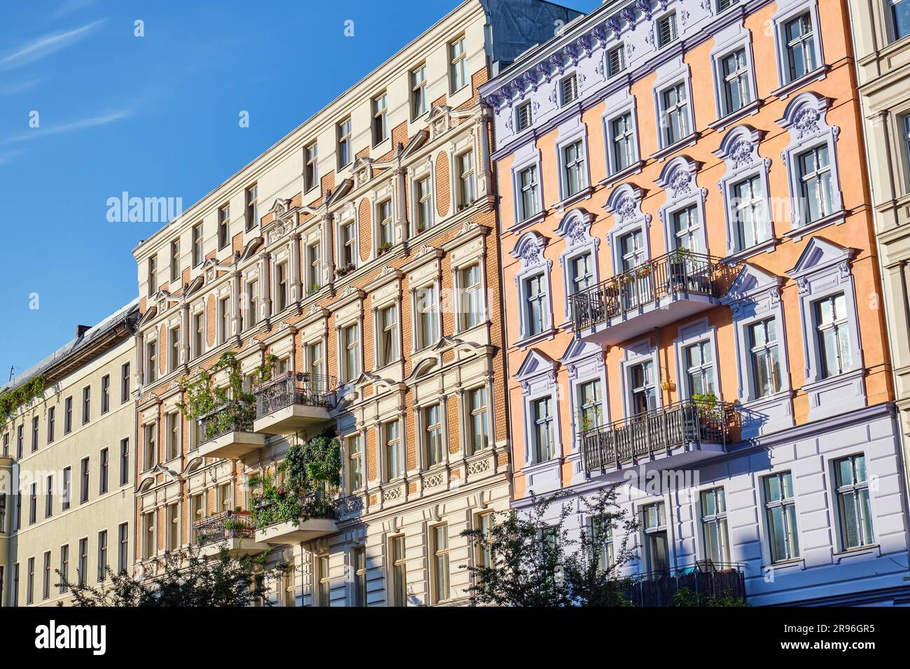 Colourful renovated old building flats seen in Berlin, Germany Stock ...