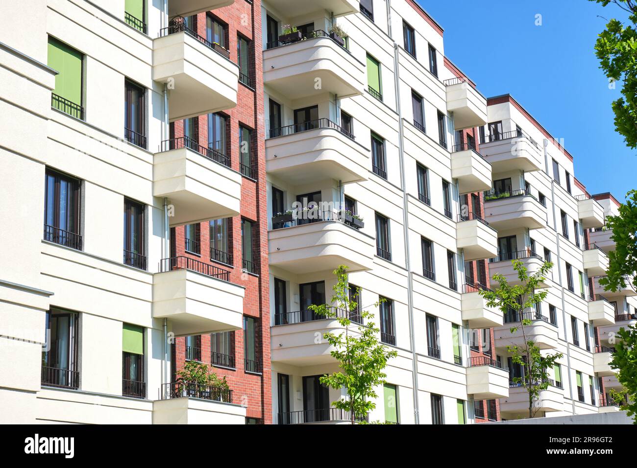New white apartment block seen in Berlin, Germany Stock Photo - Alamy