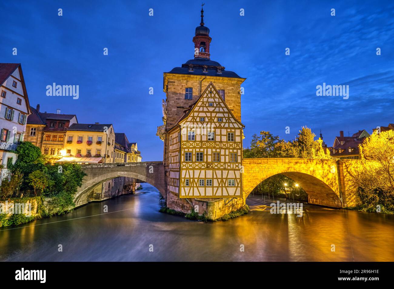 The beautiful Old Town Hall of Bamberg in Germany by night Stock Photo ...