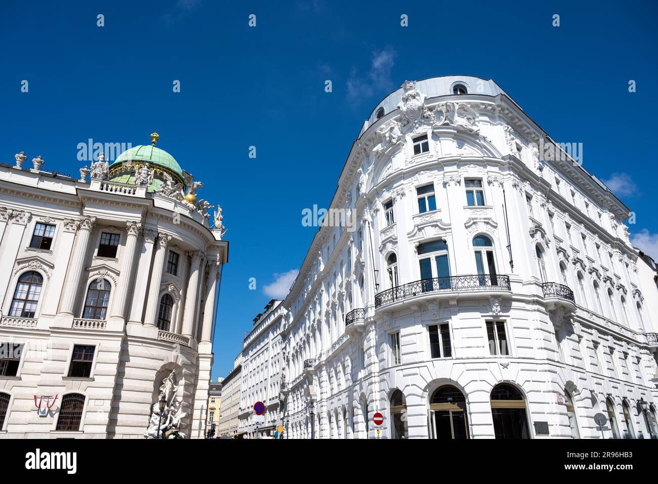 Beautiful renovated old buildings seen in the heart of Vienna, Austria ...