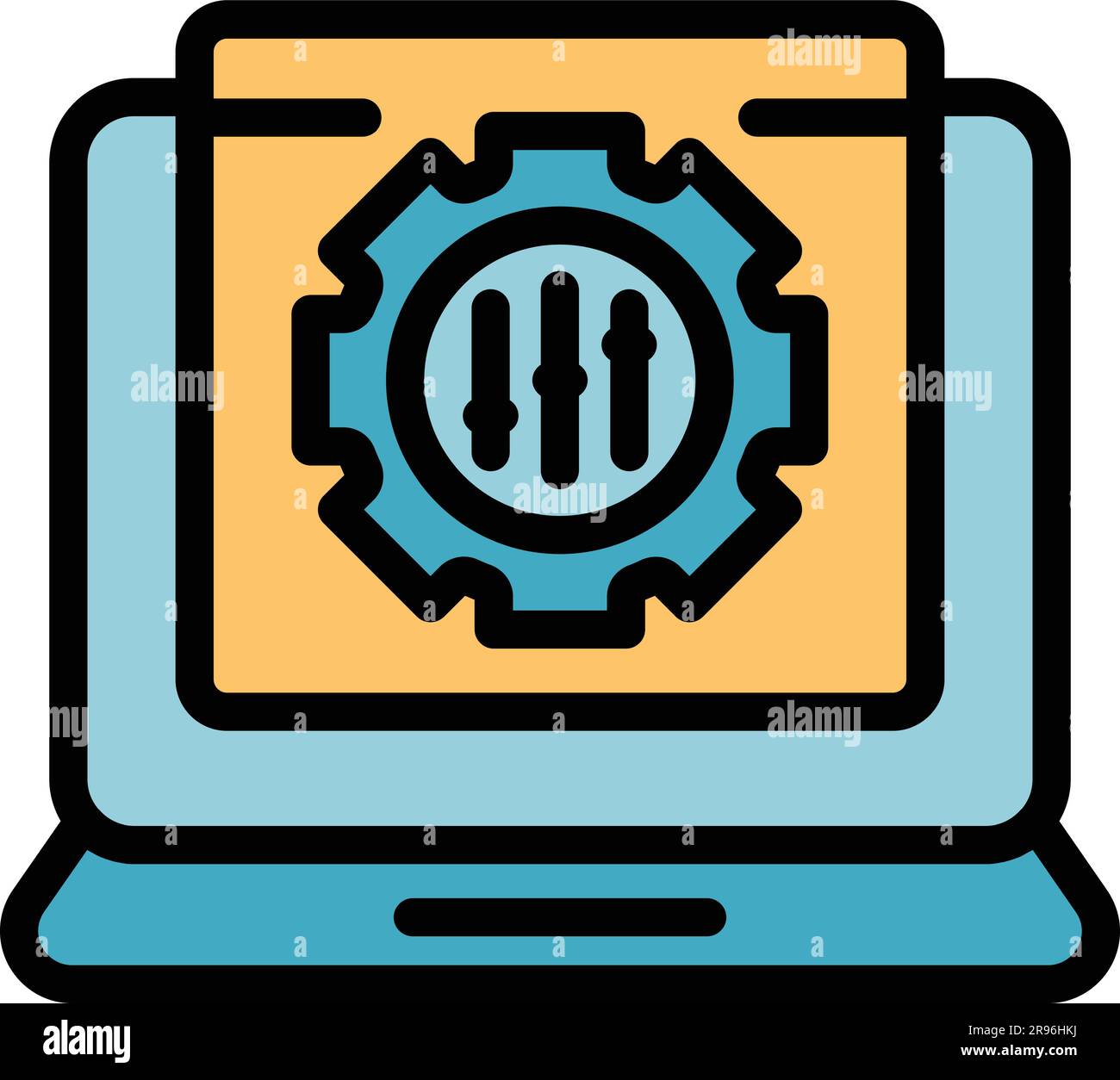 Laptop search engine icon. Outline Laptop search engine vector icon for ...