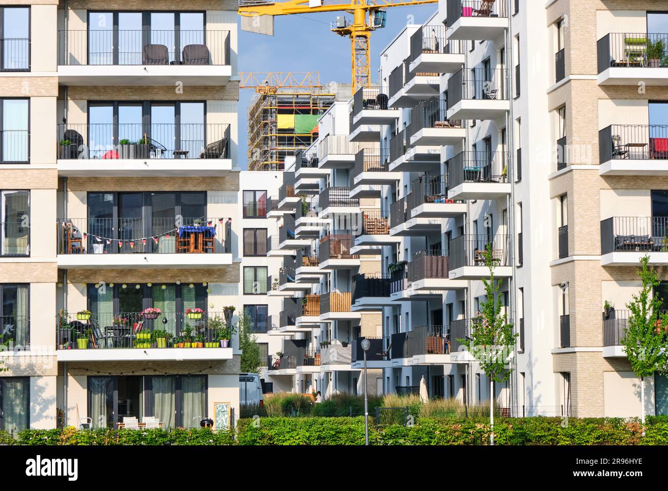 Modern residential area with new apartment buildings in Berlin, Germany ...