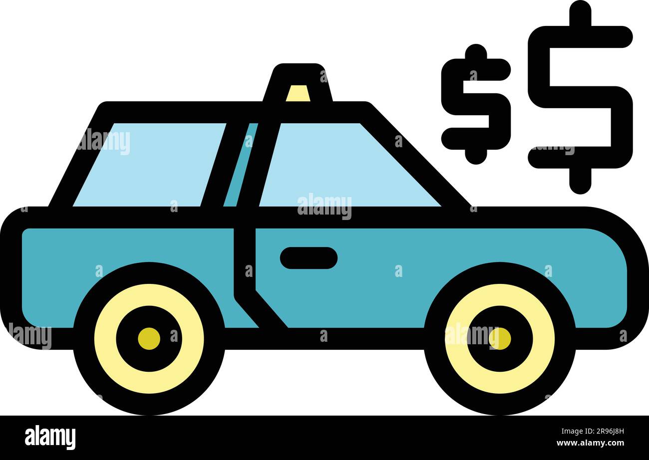 Taximeter city car icon. Outline Taximeter city car vector icon for web ...