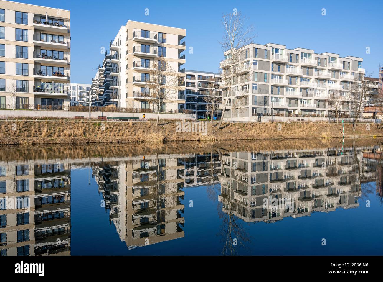 Modern residential buildings on the waterfront in Berlin, Germany Stock ...