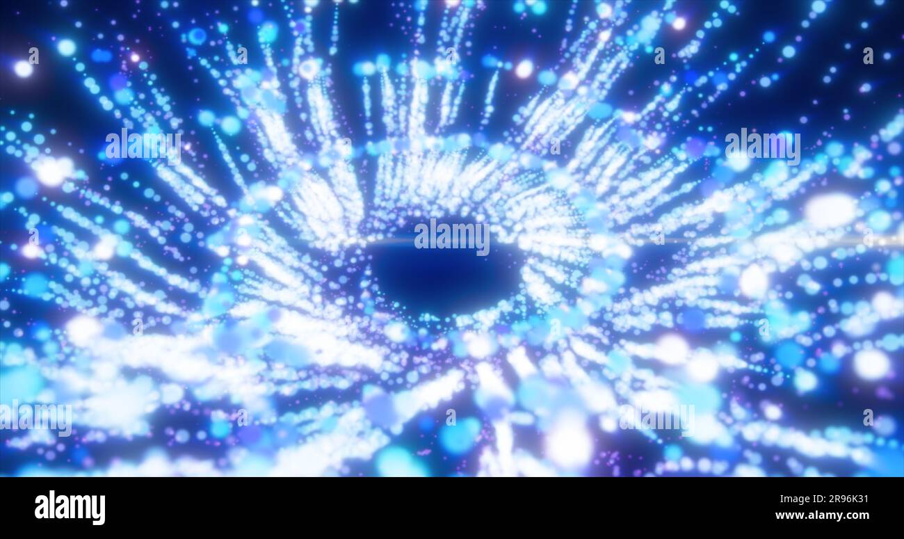 Abstract flying in a spiral in a whirlwind exploding blue bright ...