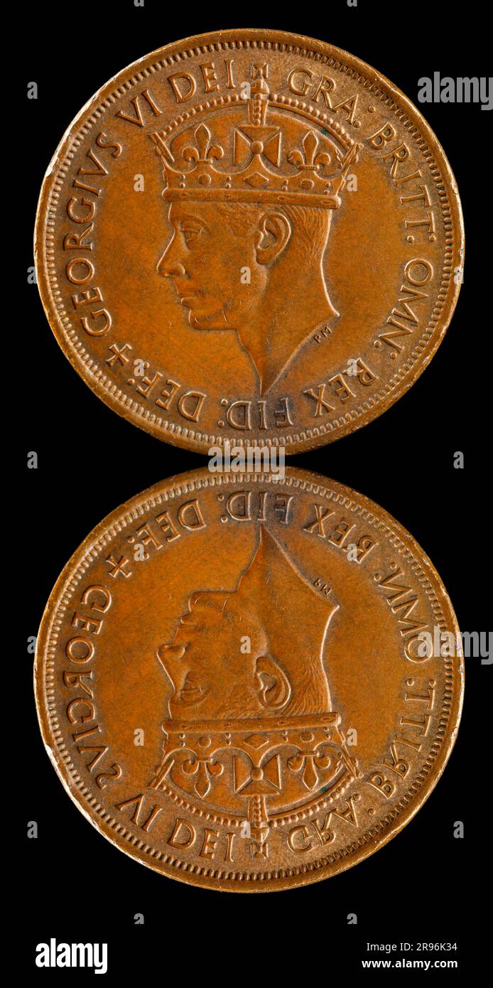 1945 one twelth of a shilling featuring a crowned portrait of George VI ...