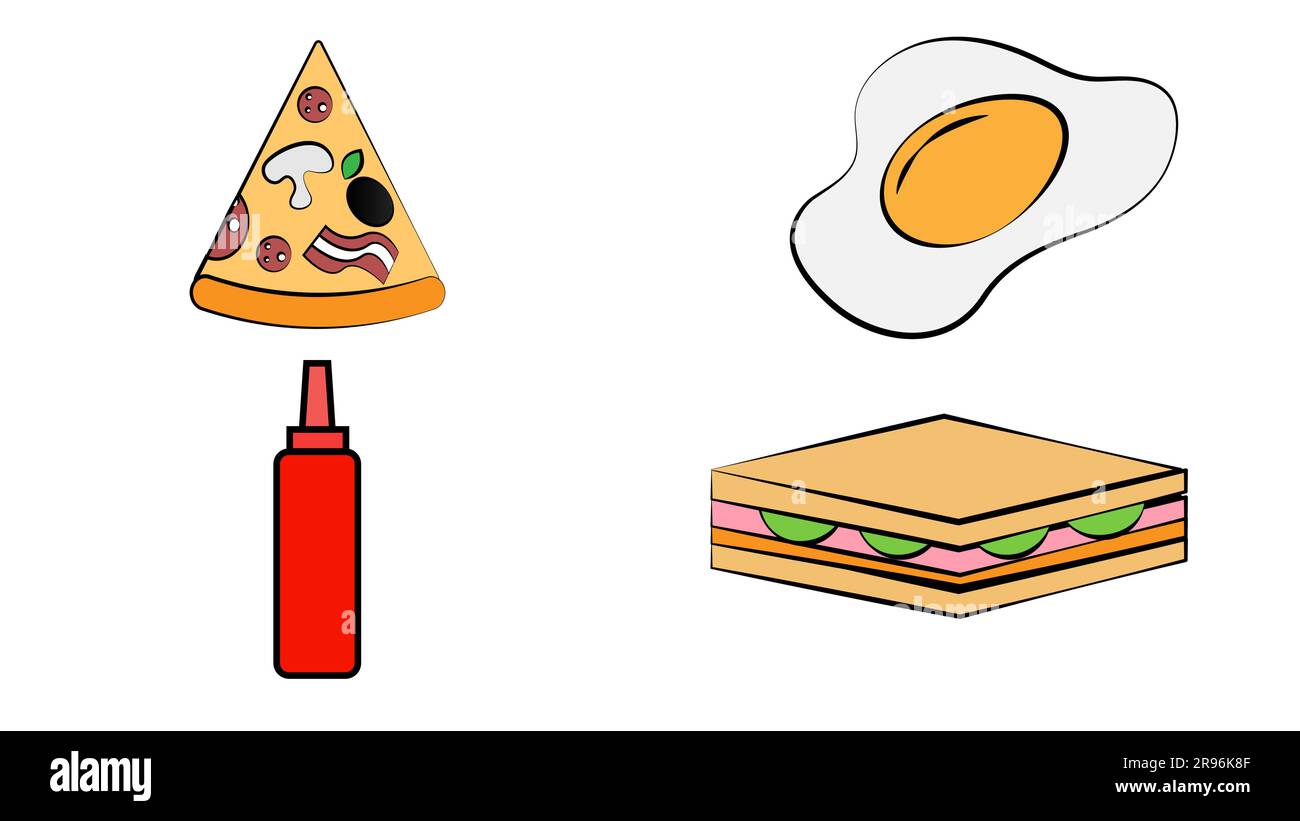 Big vector fast food & snack set isolated on white background: burger ...