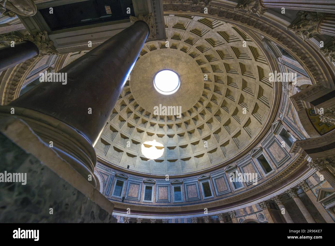 Temple of Pantheon with the Hole on the Roof and Column in Rome, Lazio ...