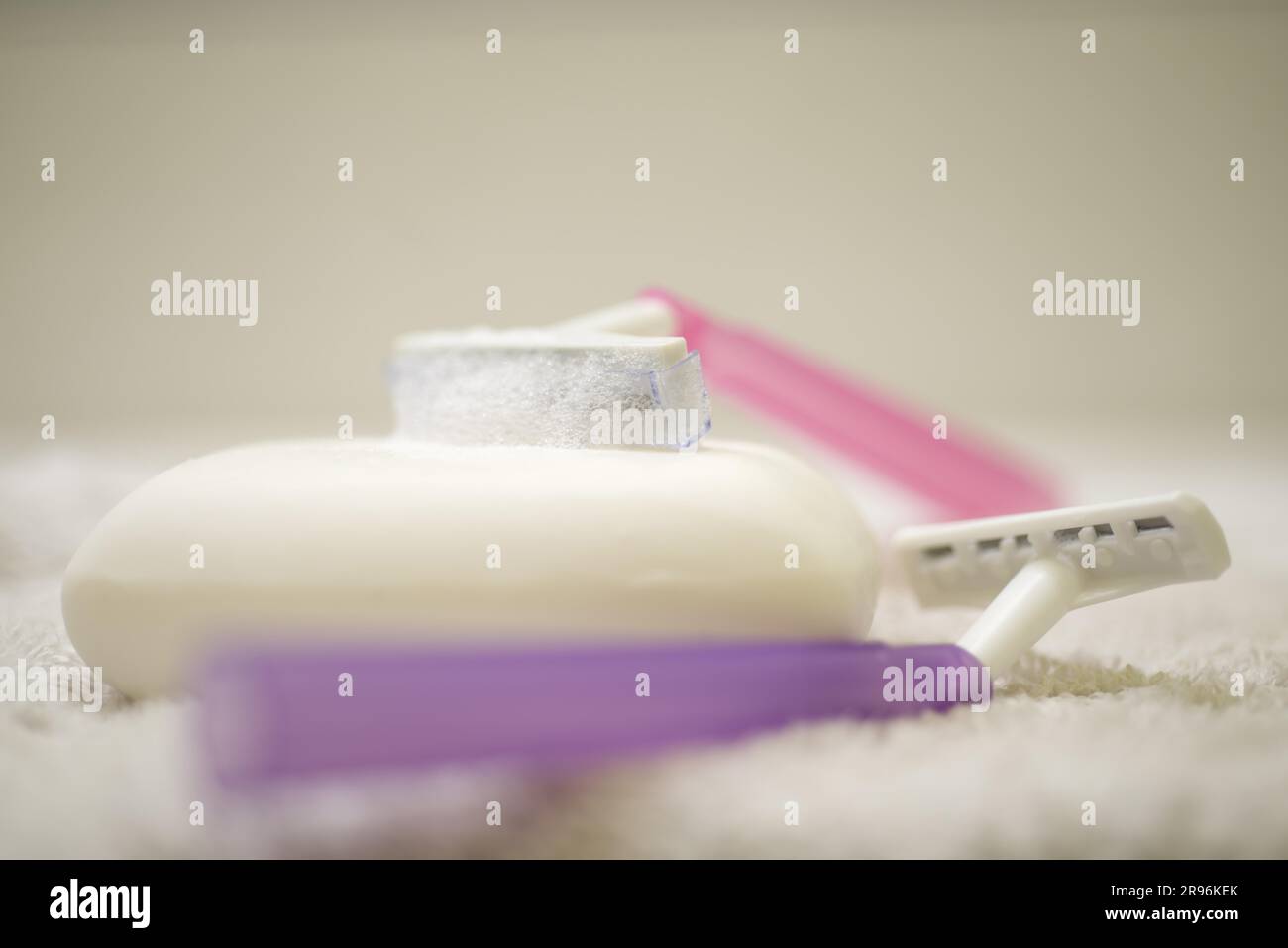 Soap and razor in bathroom Stock Photo - Alamy