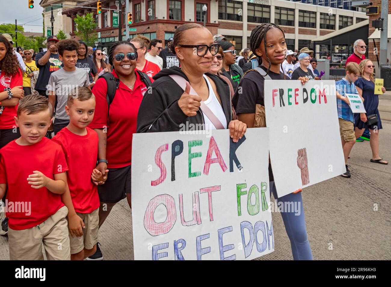 Detroit, Michigan, USA. 24th June, 2023. A Freedom Walk, organized by ...