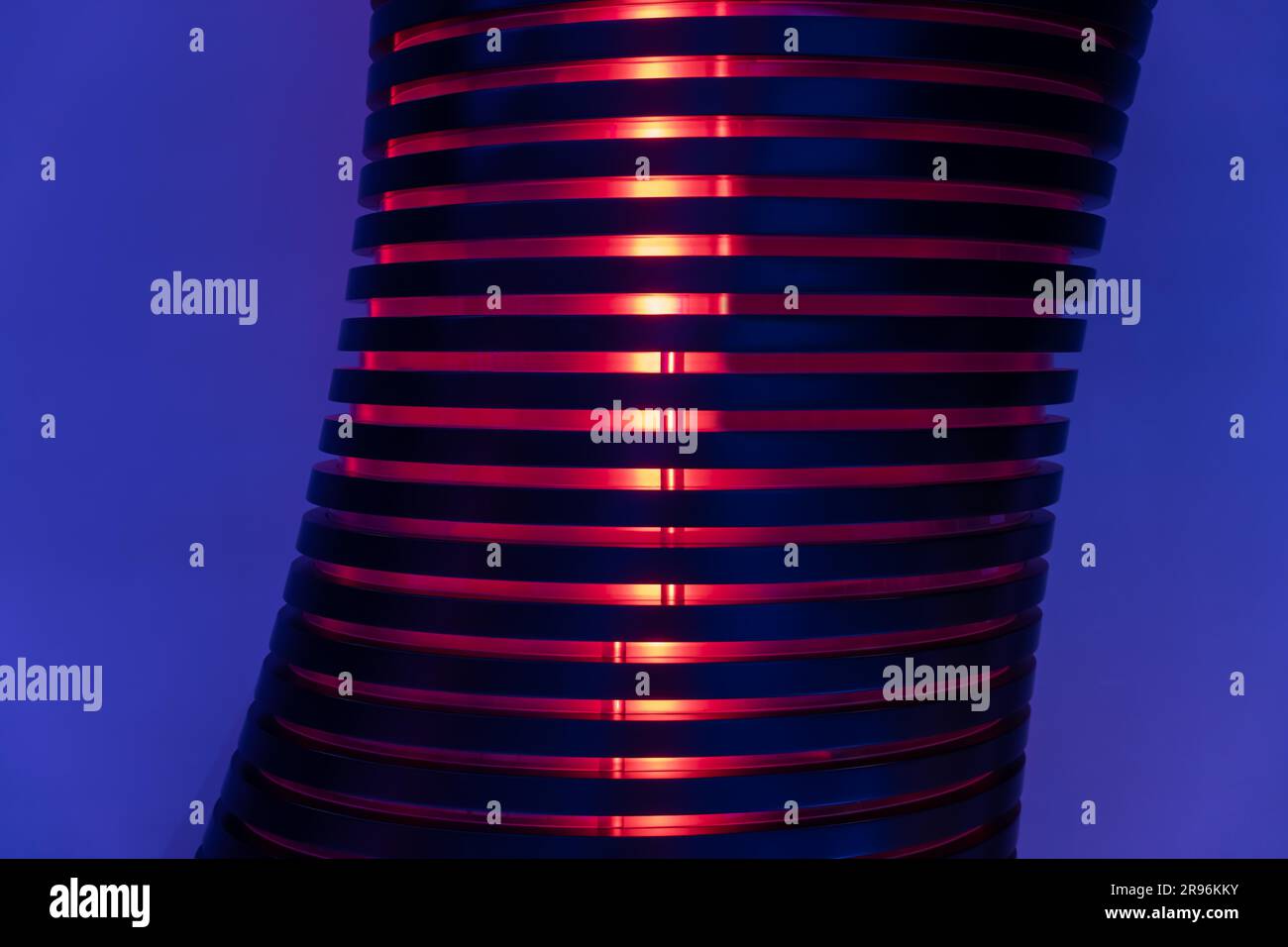Illuminated Red Stripes on a Modern Column in Switzerland Stock Photo ...