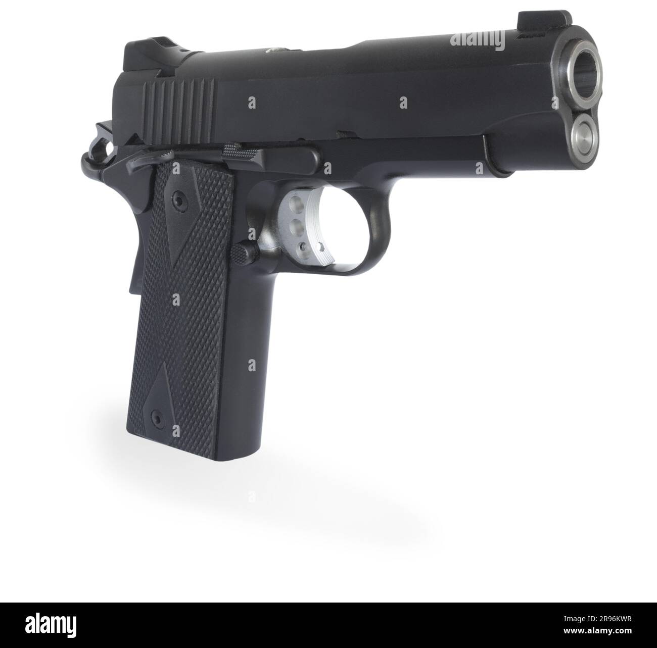 Black 45 caliber 1911 semi auto pistol with shadow below Stock Photo ...