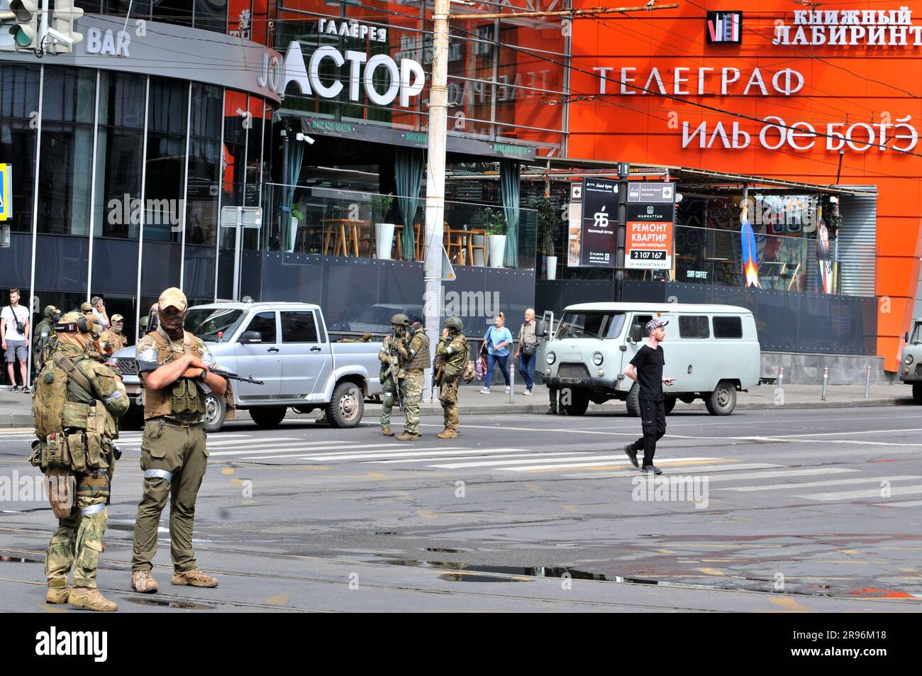 Rostov On Don, Russian Federation. 24th June, 2023. Fighters of Wagner Group private military ...