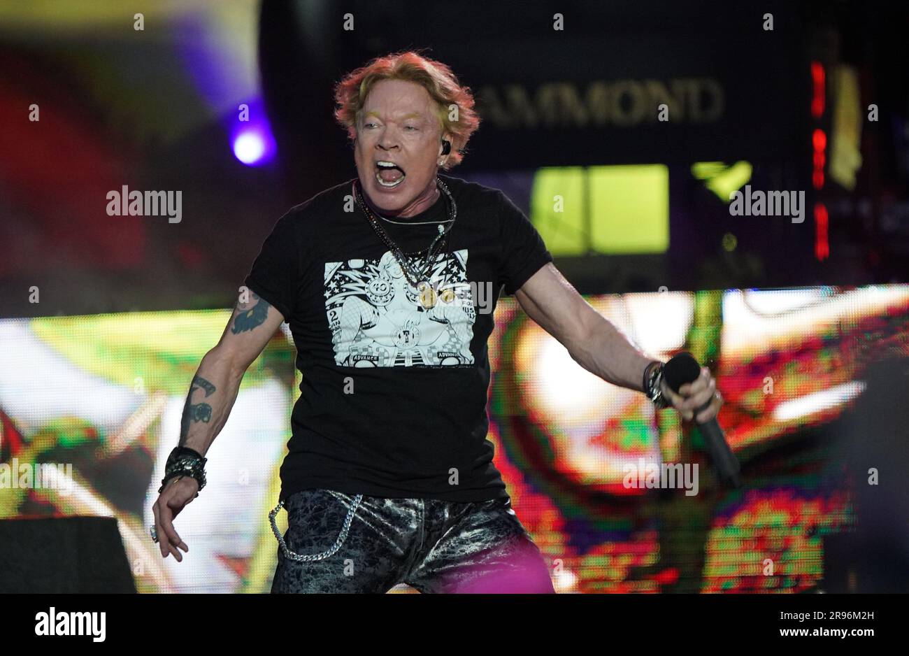 Axl Rose of Guns N' Roses performing on the Pyramid Stage at the ...