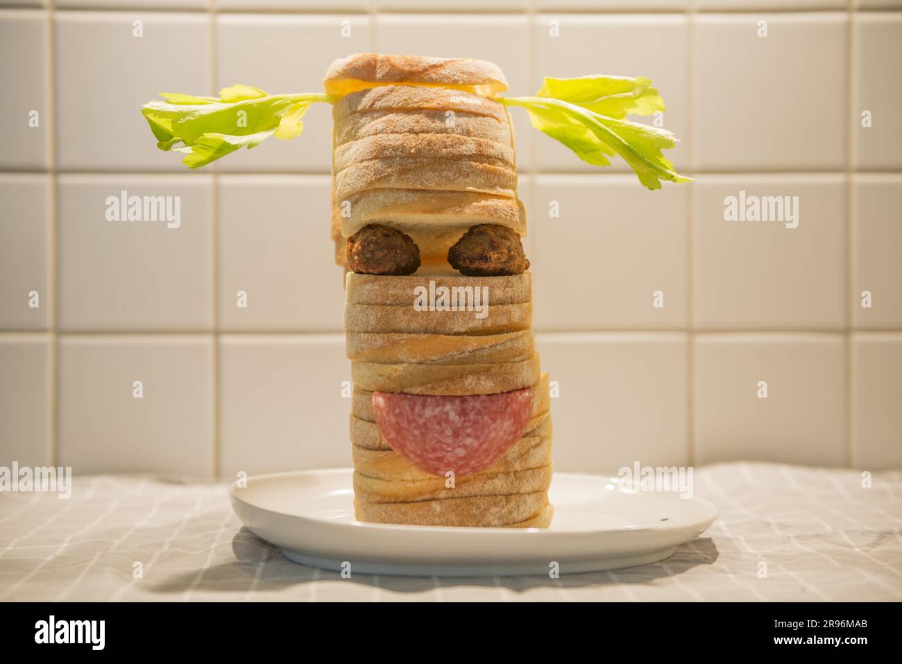 Sandwich with human face in Switzerland Stock Photo - Alamy