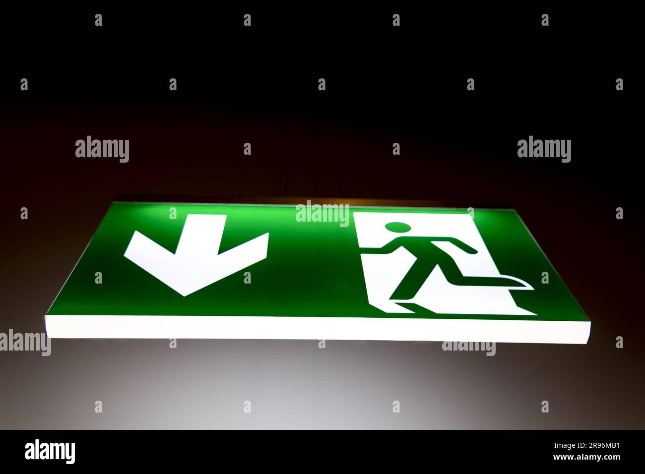 Illuminated Exit Sign Stock Photo - Alamy