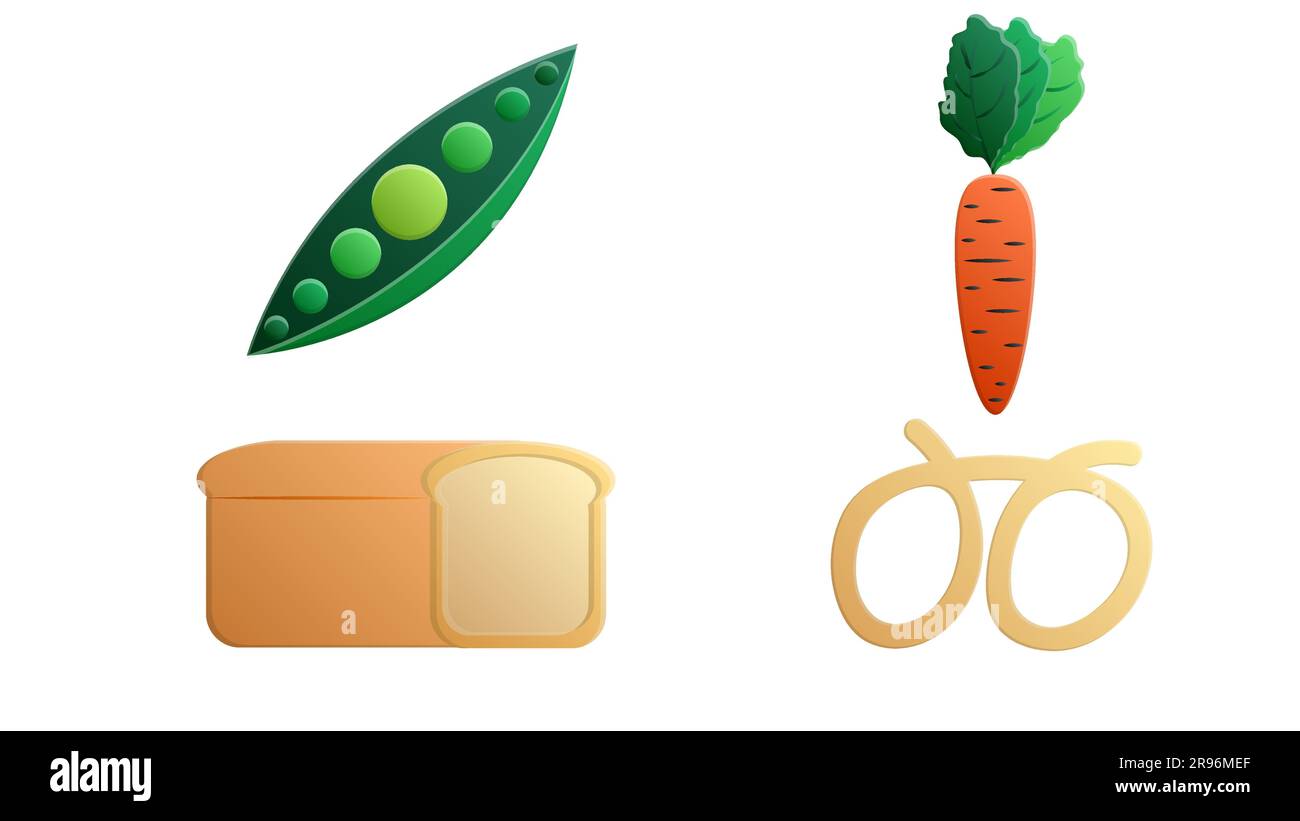 Food. Set of elements in doodle and cartoon style. Colorful Stock ...