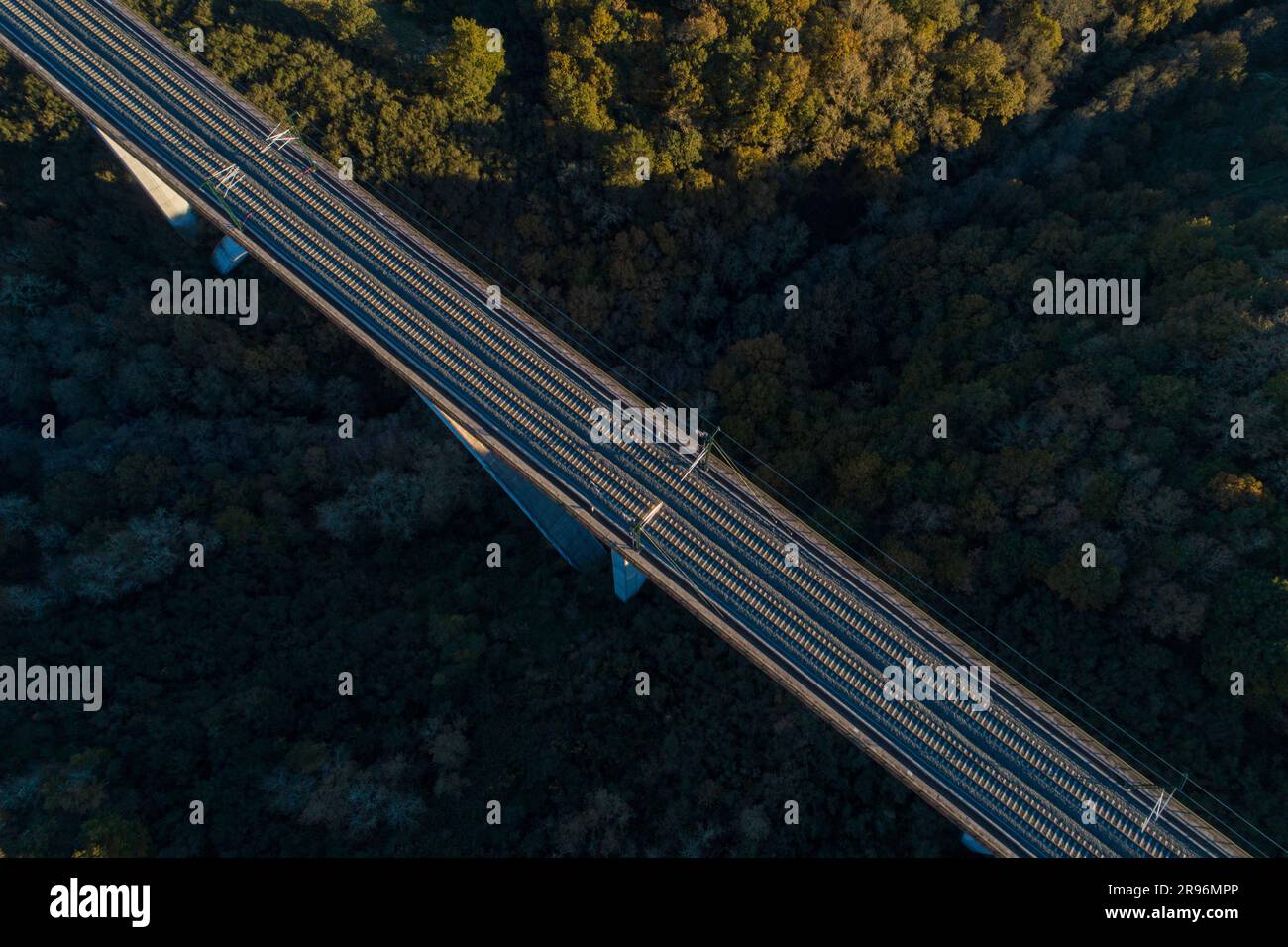 aerial view of a high speed train viaduct at dusk Stock Photo - Alamy