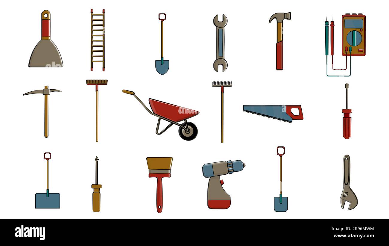 A large set of icons for construction, plumbing, garden, repair, tools ...