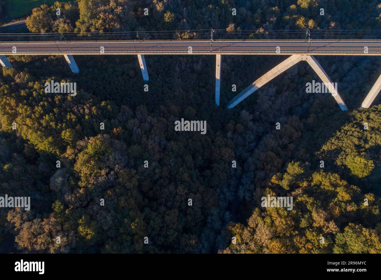 aerial view of a high speed train viaduct at dusk Stock Photo - Alamy