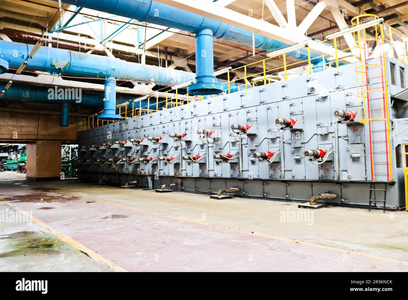 Beautiful metal industrial powerful equipment of the production line on ...