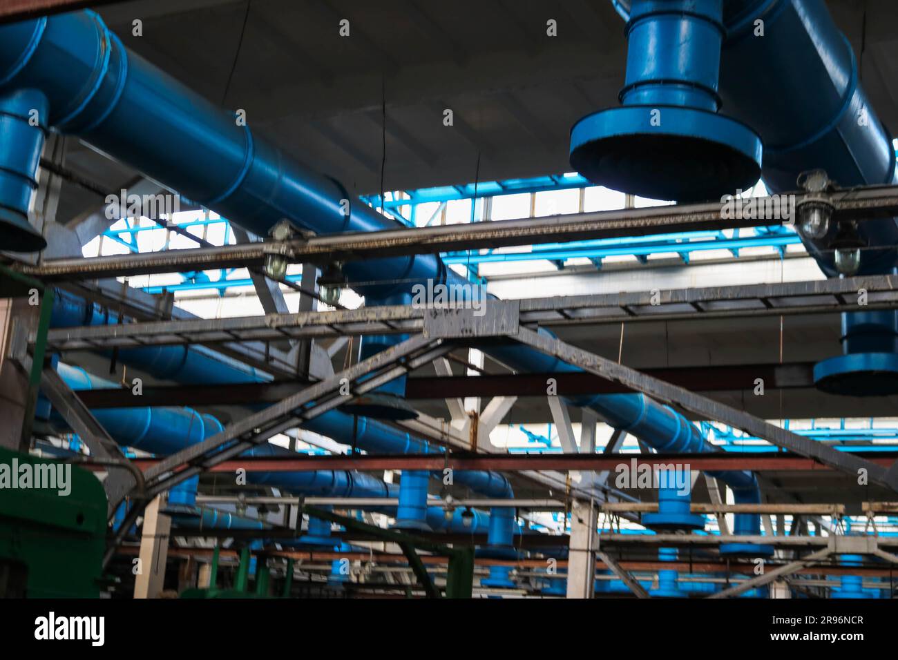The ceiling in the workshop at the industrial chemical petrochemical ...
