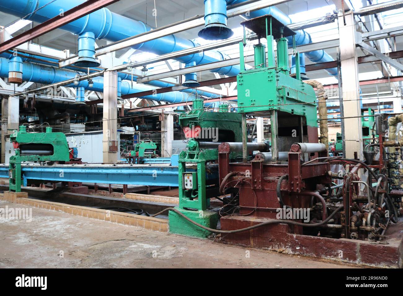 Beautiful metal industrial powerful equipment of the production line on ...