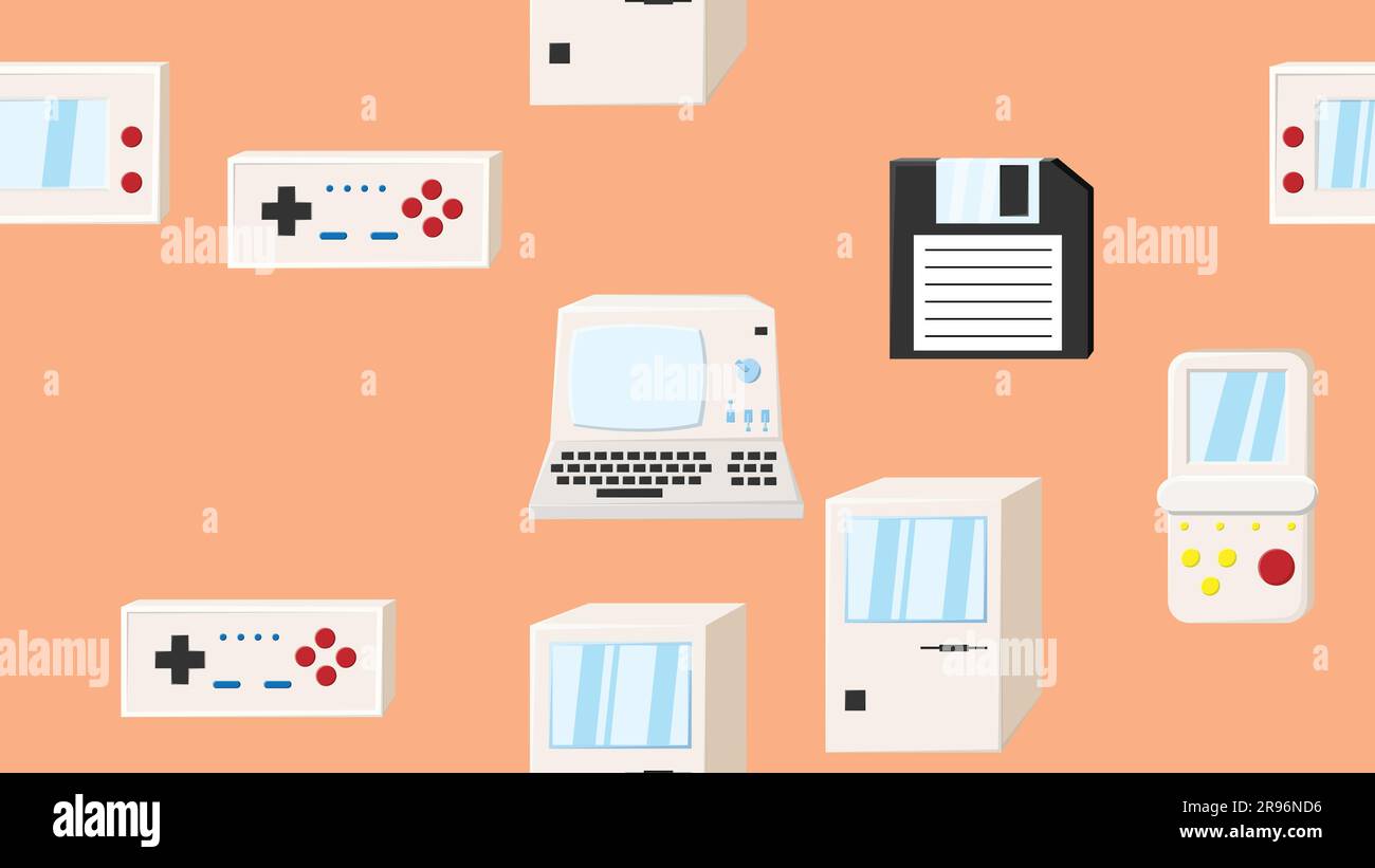 Seamless pattern endless with electronics and technology computer game ...