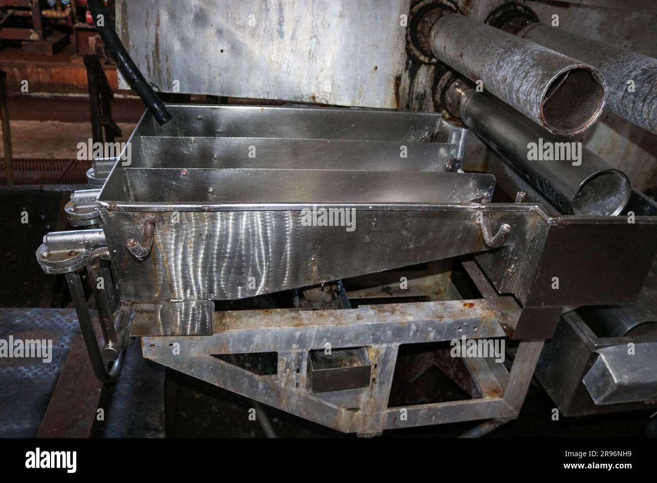 The equipment is open from stainless steel in the shop at an industrial ...