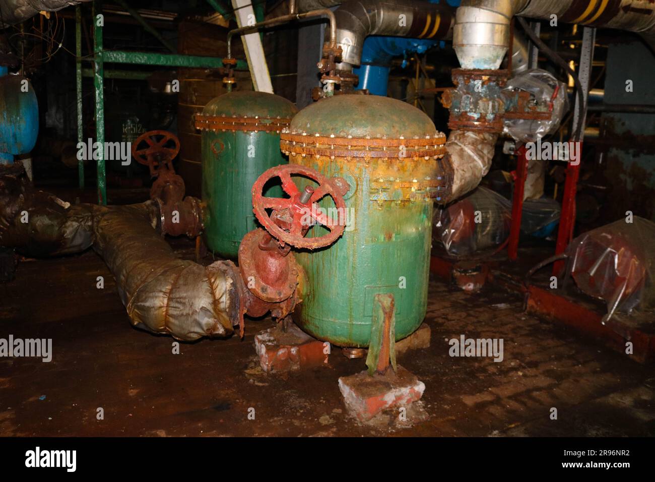 Old rusty metal iron abandoned bad in corrosion equipment heat ...