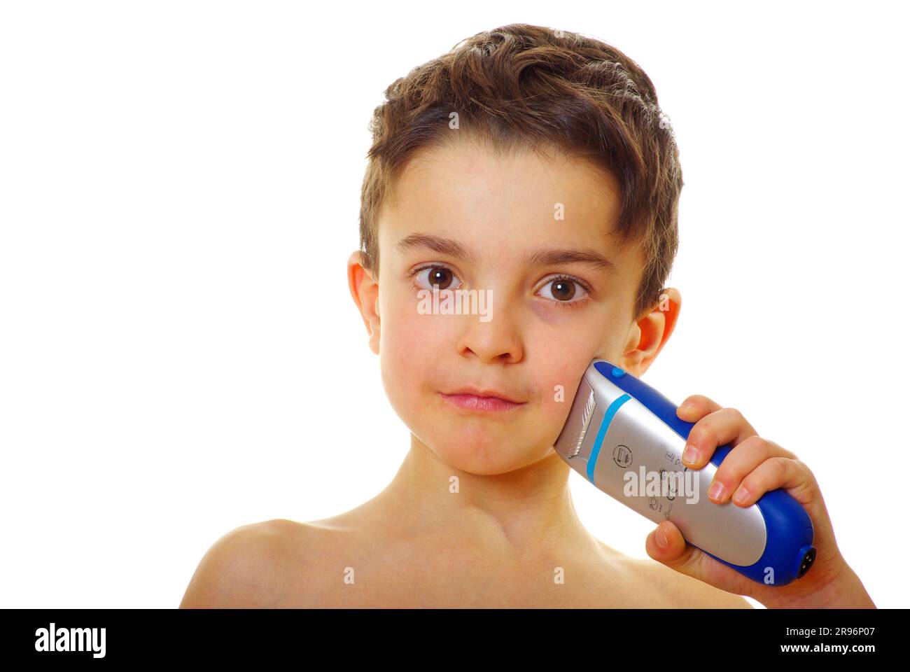 Boy shaving, shaving, razor, dry shave Stock Photo - Alamy
