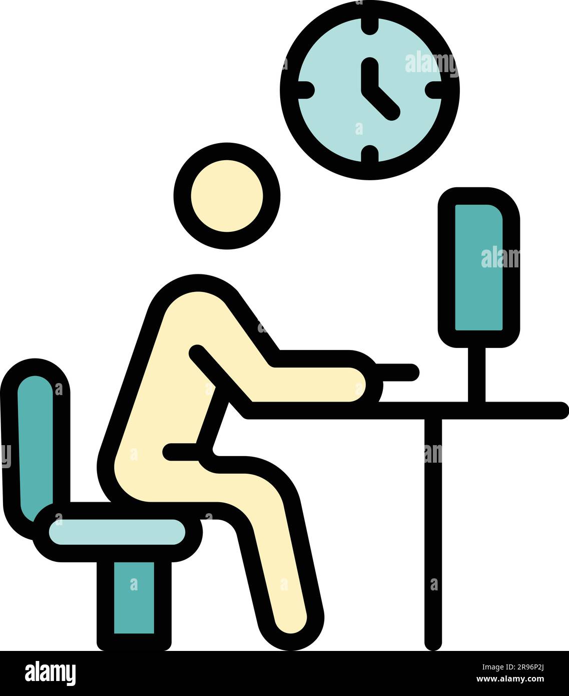 Late work computer icon. Outline Late work computer vector icon for web ...