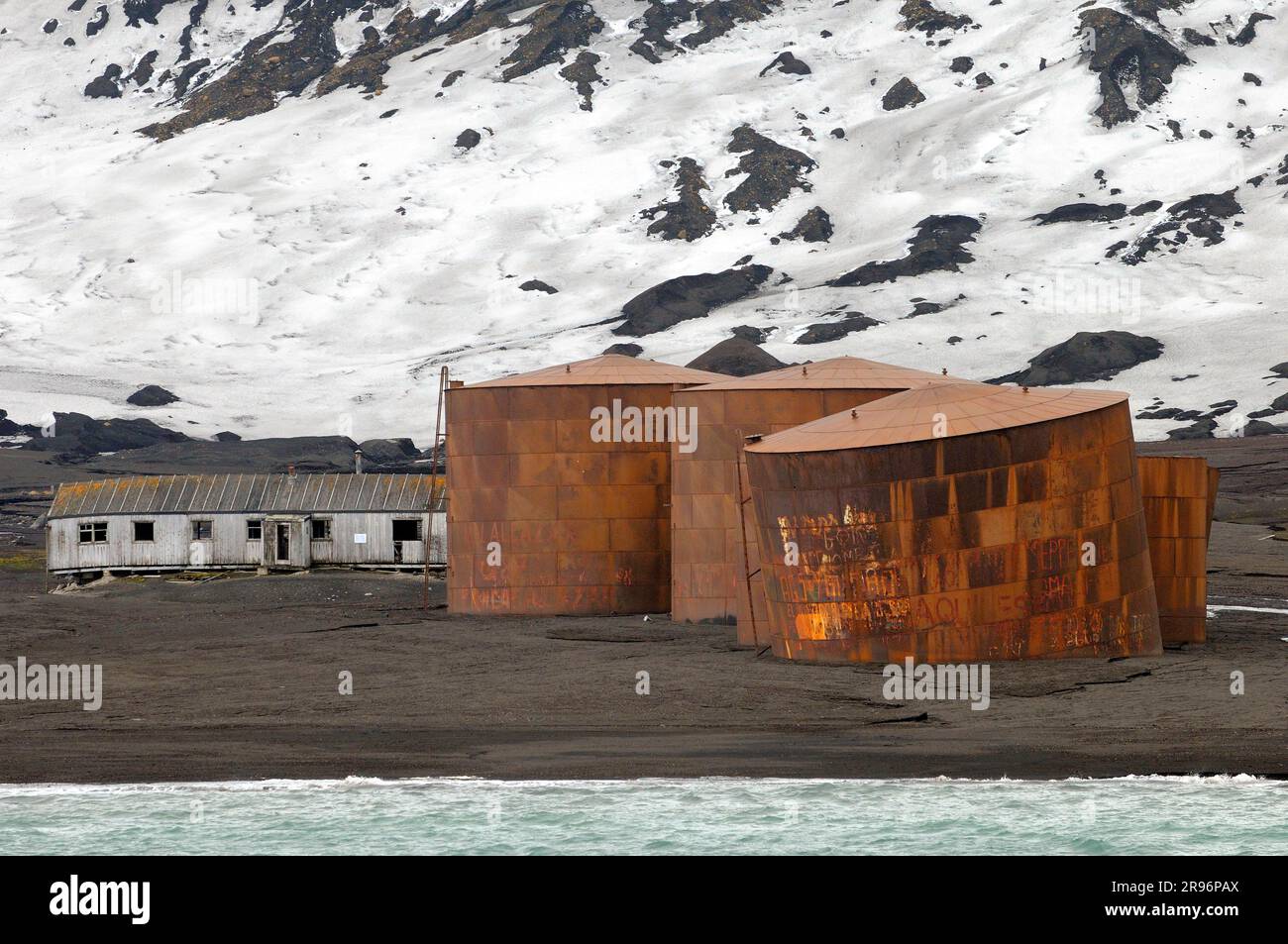 Former whaling station, Deception Island, South Shetland Islands ...