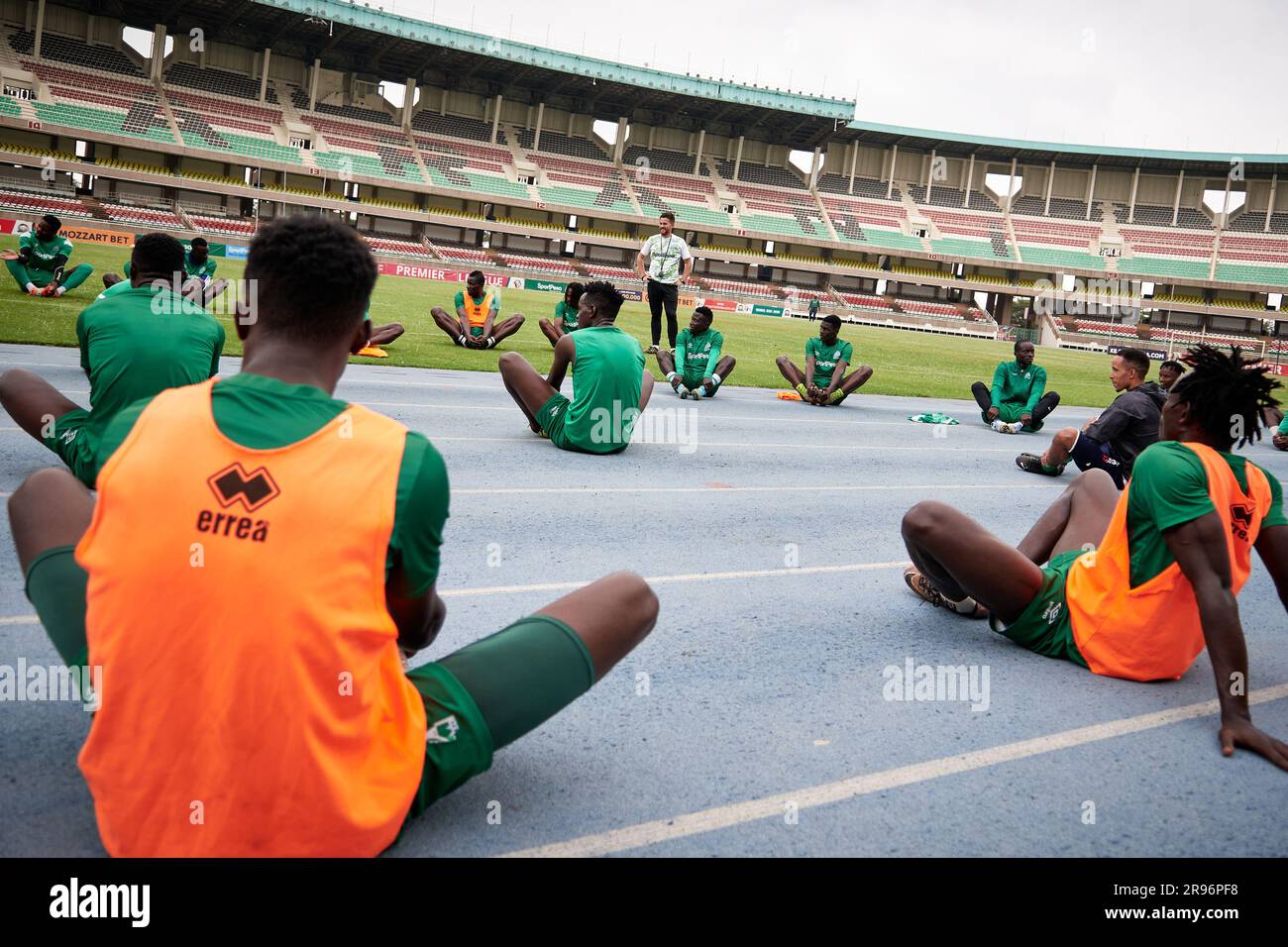 Nairobi, Kenya. 23 Jun 2023. Gor Mahia players stretch and cool down ...